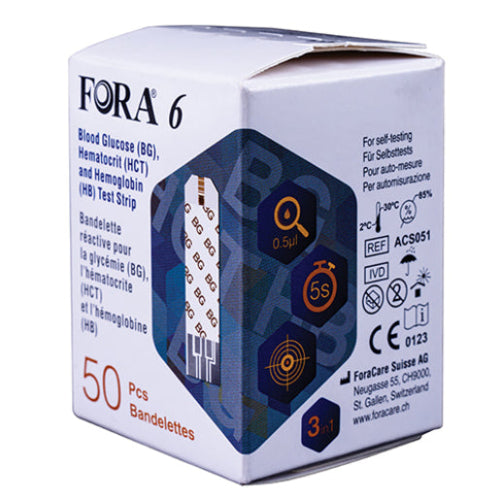Fora 6 3-in-1 Strips 50 Glucose/Hematocrit/Hemoglobin – Cura Pharm